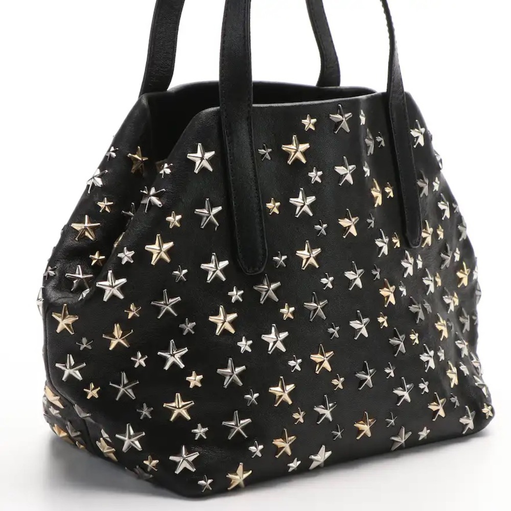 Jimmy Choo Star Studded Tote In Black Leather - Gem